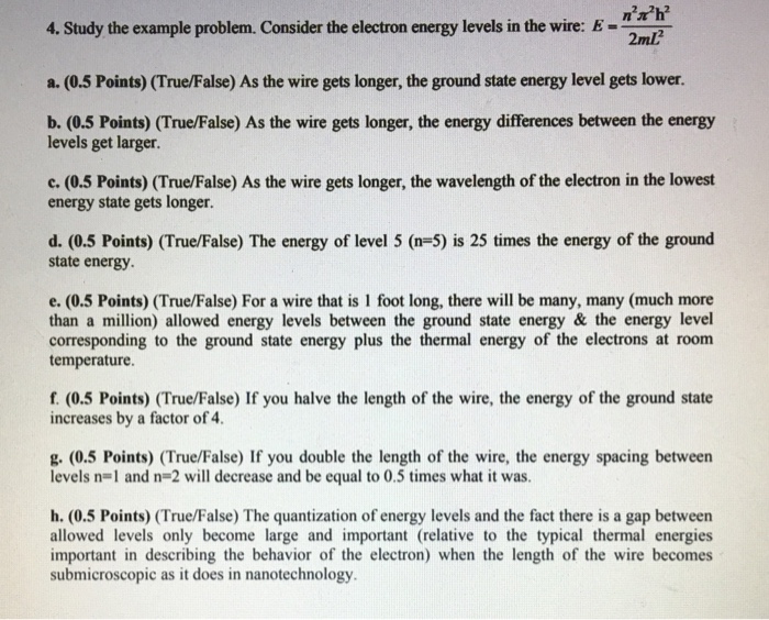Solved 4. Study the example problem. Consider the electron | Chegg.com