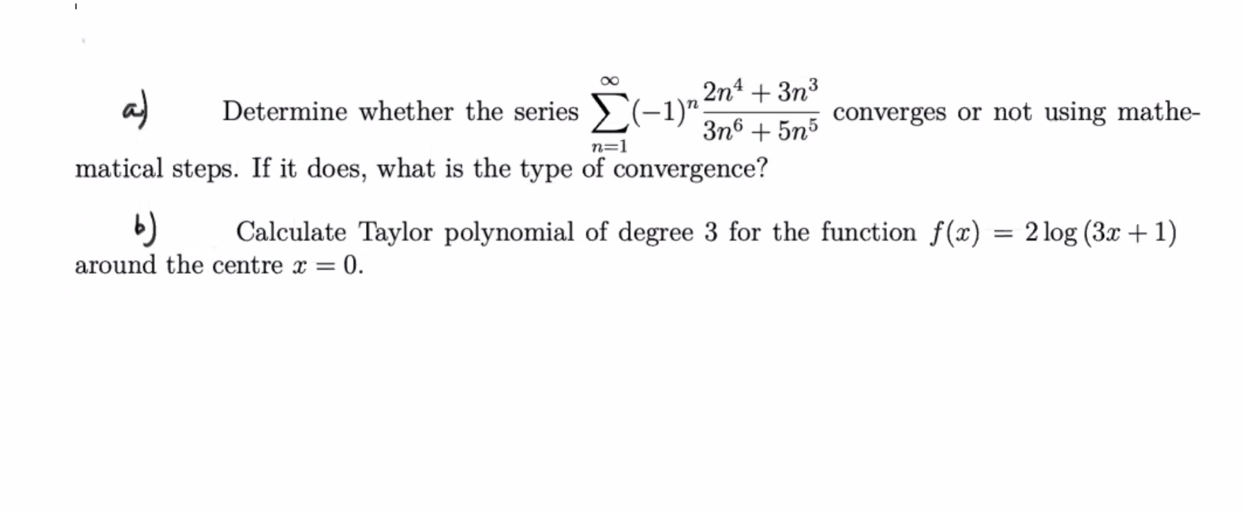 Solved a) 3n6 + 5n5 matical steps. If it does, what is the | Chegg.com
