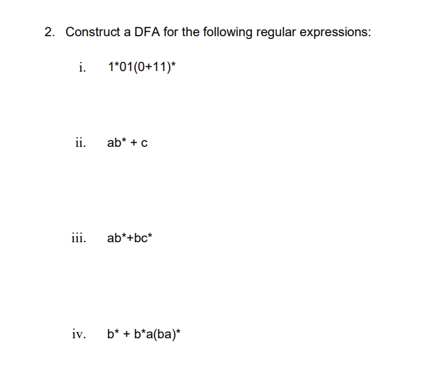 Construct a DFA for the following regular | Chegg.com