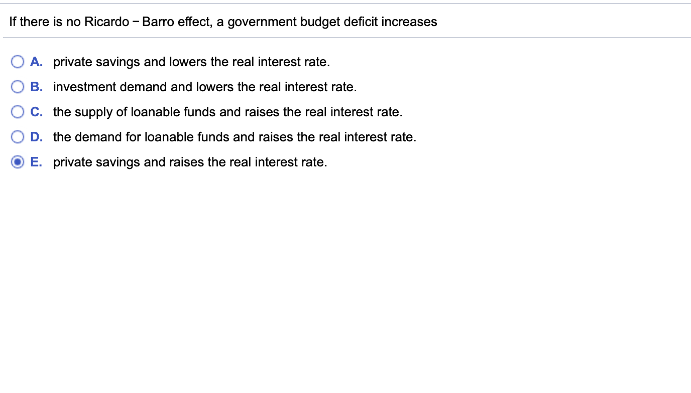 Solved If there is no Ricardo – Barro effect, a government | Chegg.com