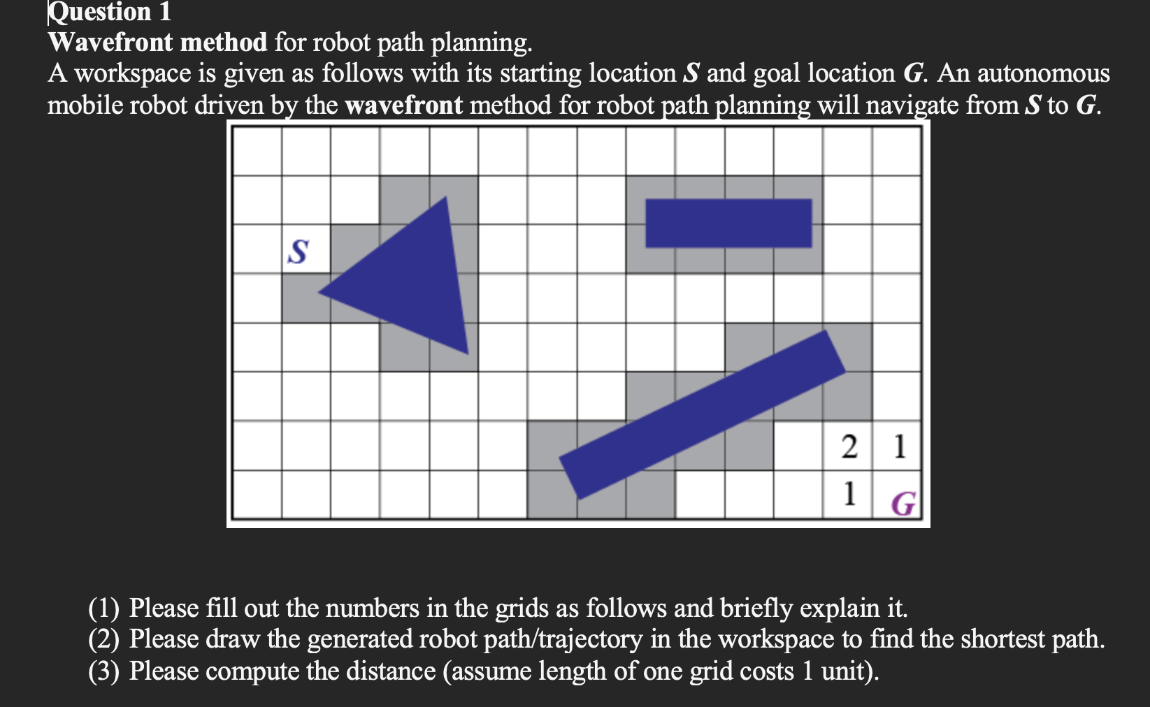 Solved Question 1 (photo attached)Wavefront method for robot | Chegg.com