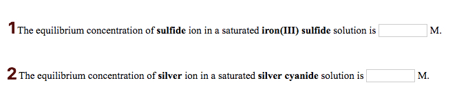 Solved IThe equilibrium concentration of sulfide ion in a | Chegg.com
