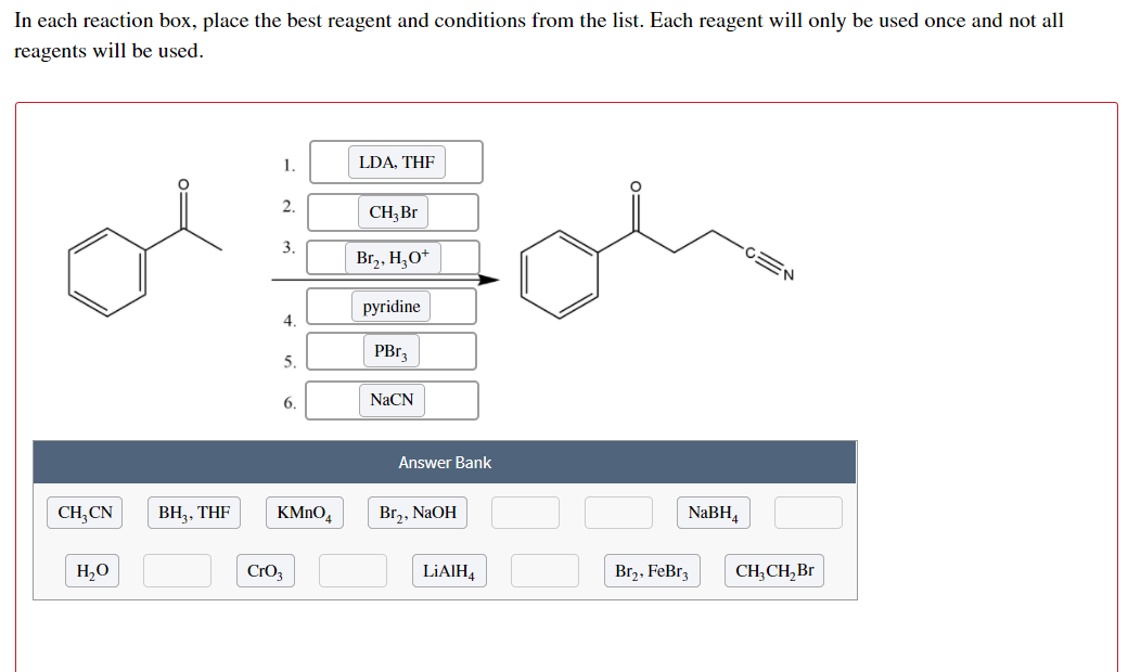 Solved In each reaction box, place the best reagent and | Chegg.com Solved In each reaction box, place the best reagent and | Chegg.com