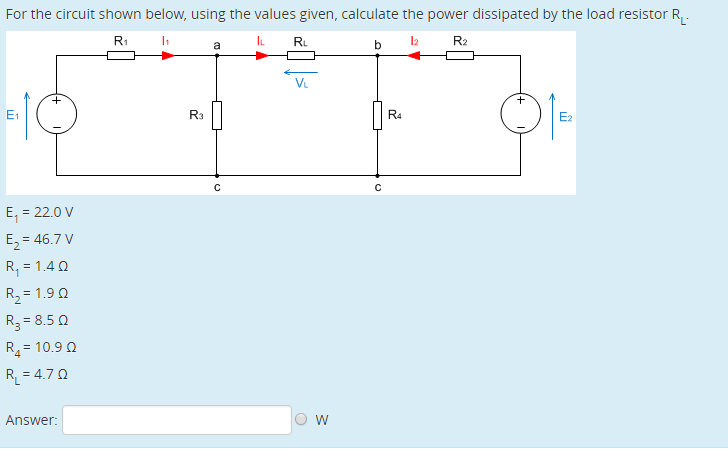 Solved For the circuit shown below, using the values given, | Chegg.com