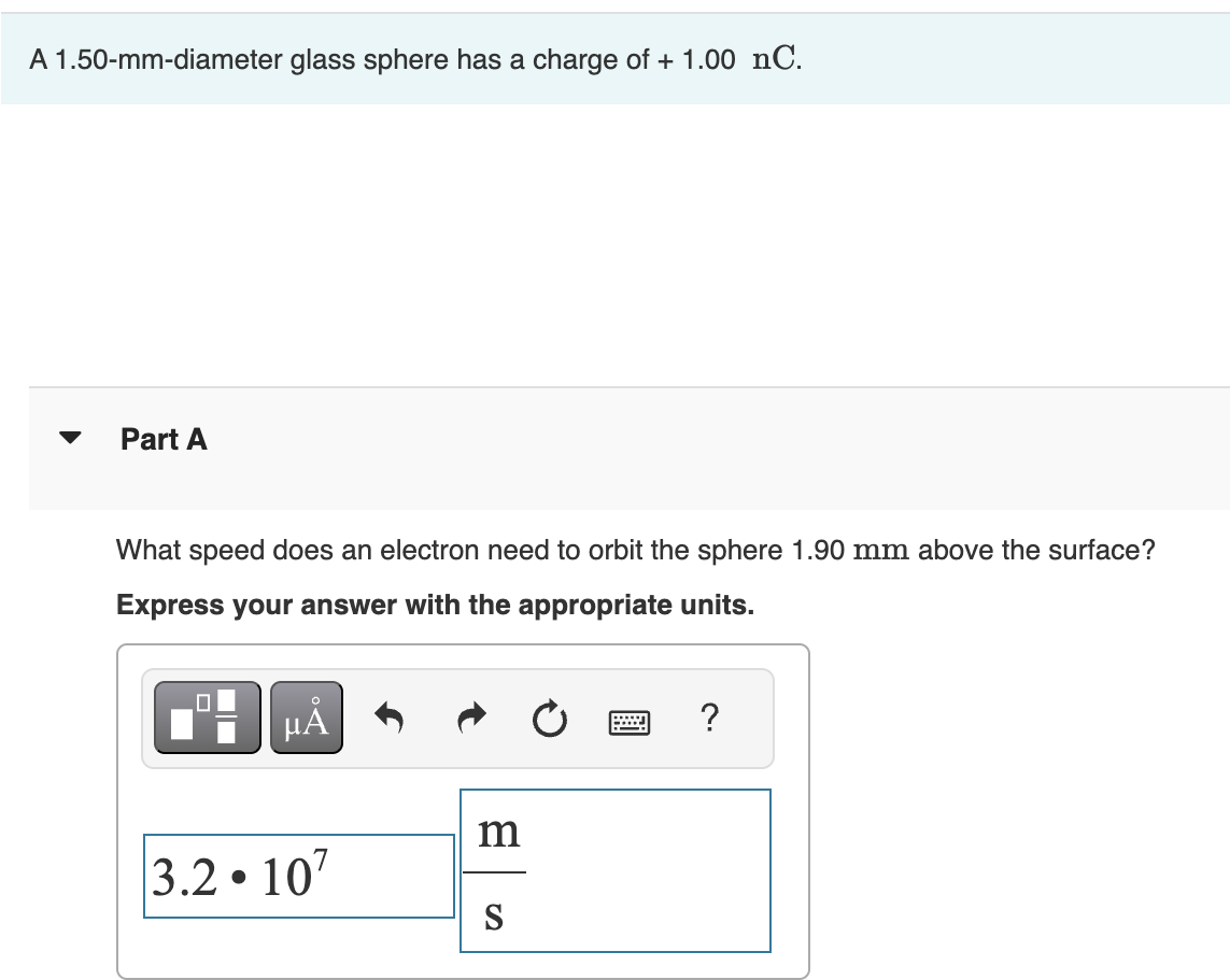Solved A 1.50-mm-diameter glass sphere has a charge of +1.00 | Chegg.com