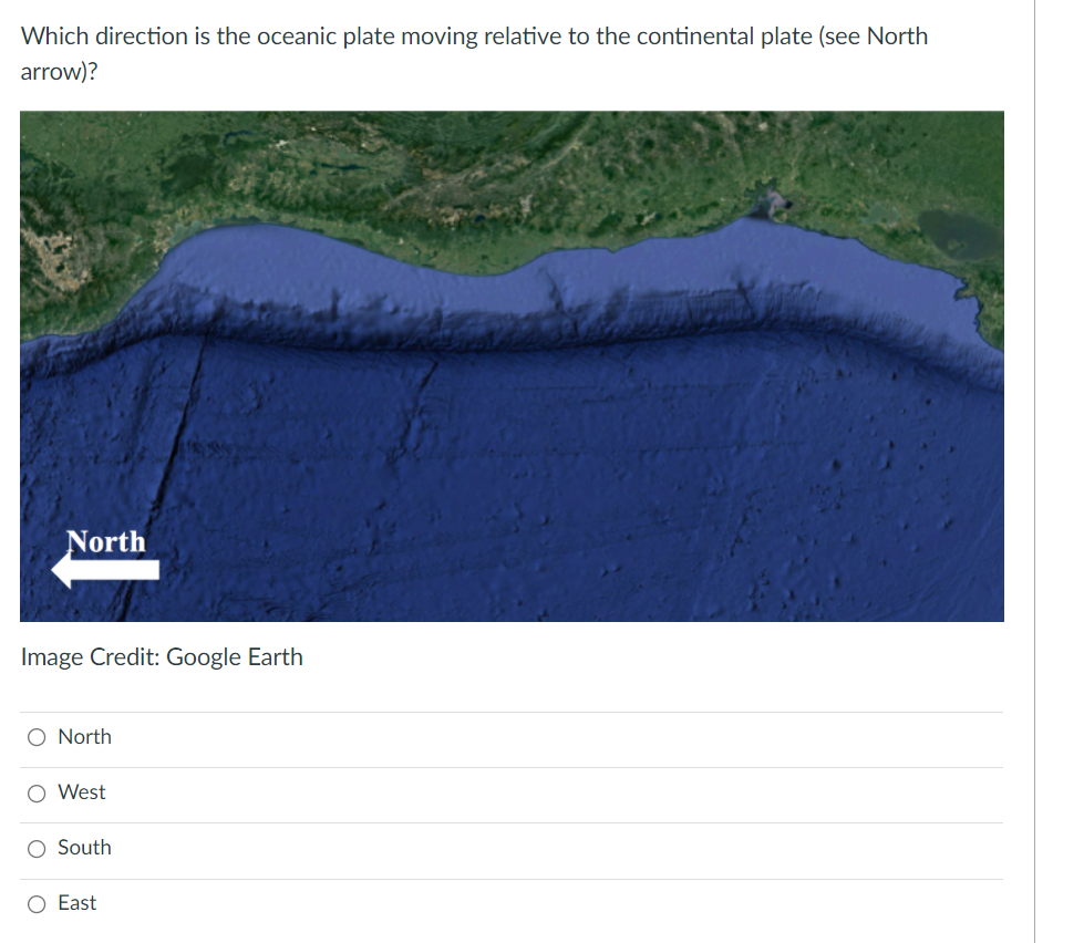 Solved Which direction is the oceanic plate moving relative | Chegg.com
