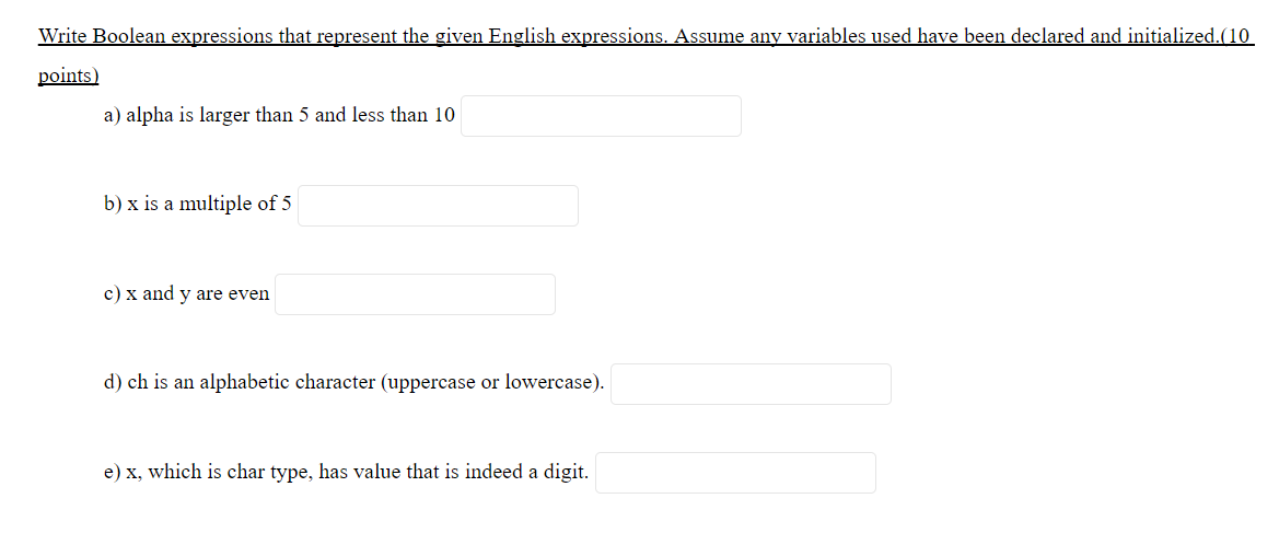 Solved Write Boolean expressions that represent the given | Chegg.com