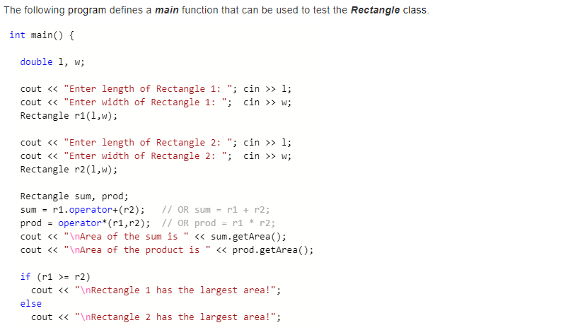 Solved Write the definition of a class Rectangle containing: | Chegg.com