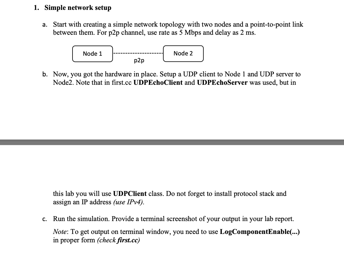Solved 1. Simple network setup a. Start with creating a | Chegg.com