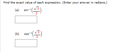 Solved Find the exact value of each expression. (Enter your | Chegg.com