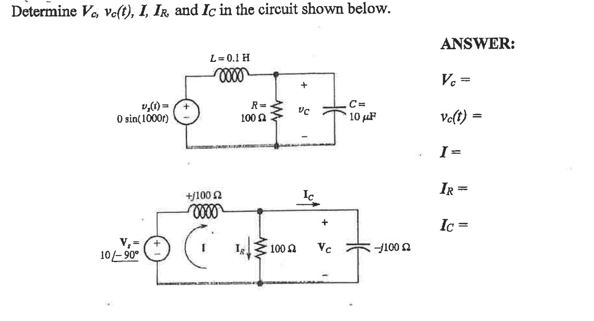 Solved Determine V, vo(t), I, IR, and Ic in the circuit | Chegg.com