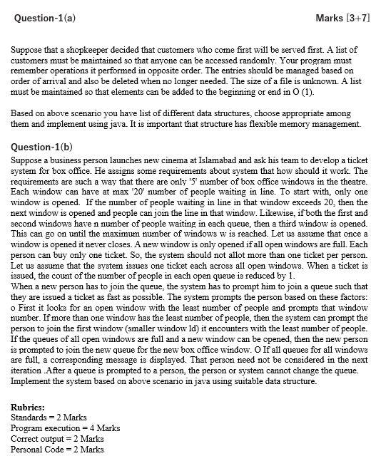 Solved Question-1(a) Marks [3+7] Suppose that a shopkeeper | Chegg.com
