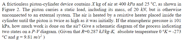 Solved A frictionless piston-cylinder device contains X kg | Chegg.com