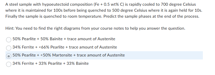 Solved A steel sample with hypoeutectoid composition | Chegg.com