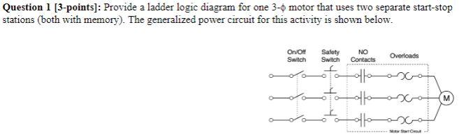 Solved Question 1 [3-points]: Provide a ladder logic diagram | Chegg.com
