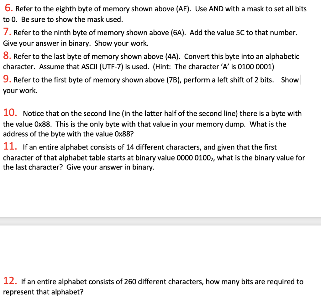 Solved Hex dump of Memory: Review this excerpt from a hex | Chegg.com