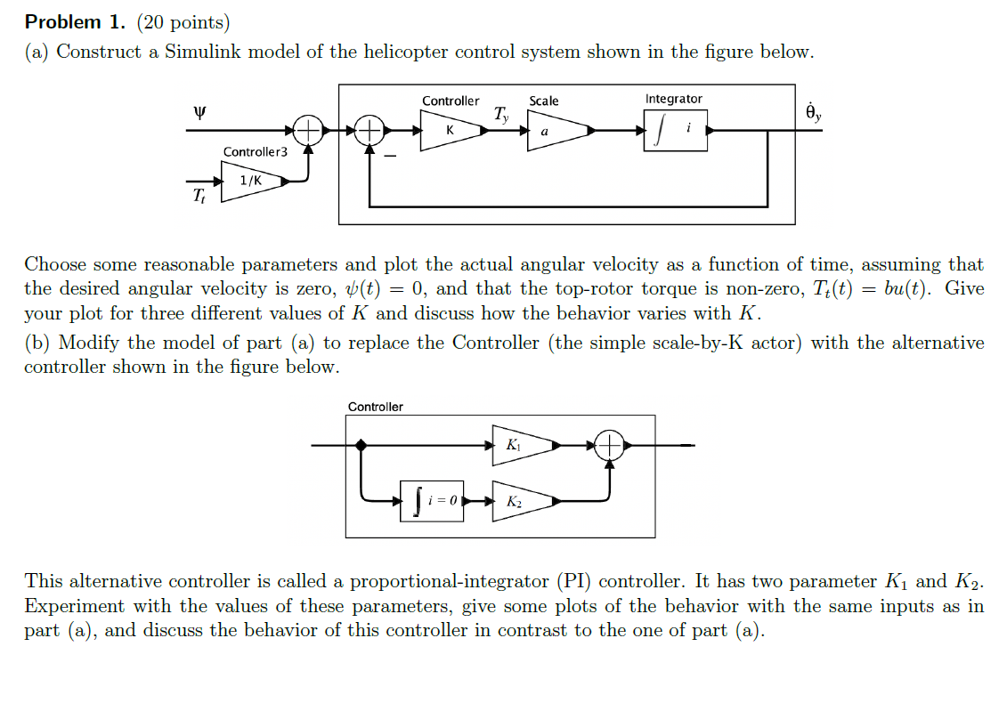 Solved Problem 1. (20 ﻿points)(a) ﻿Construct a Simulink | Chegg.com