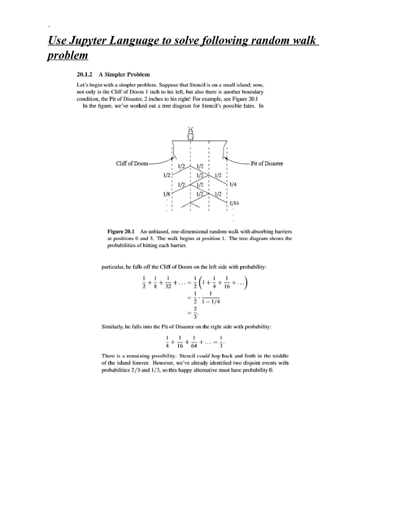 Use Jupyter Language to solve following random walk | Chegg.com