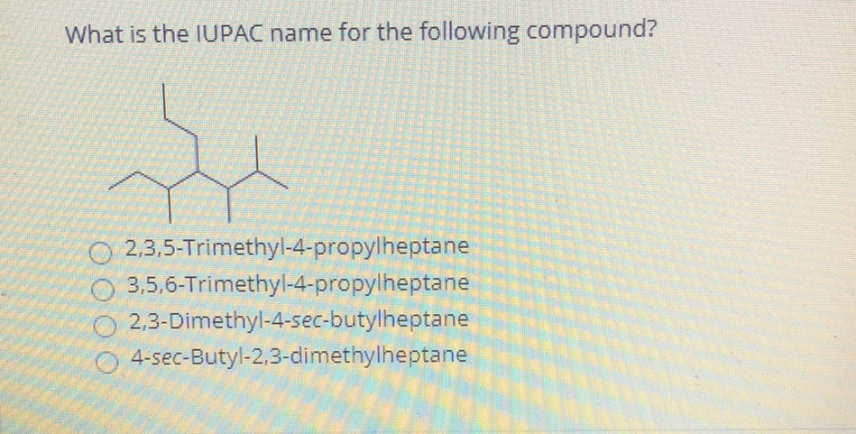 Solved What is the IUPAC name for the following compound? O | Chegg.com