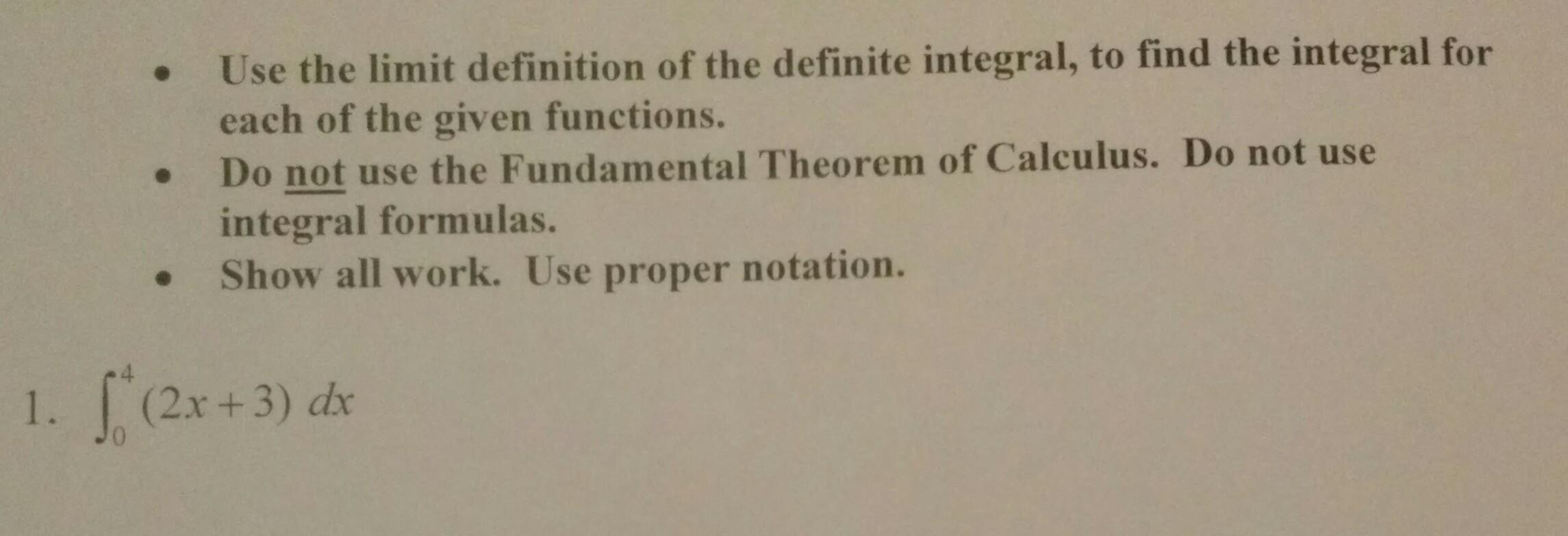 Solved Use the limit definition of the definite integral, to | Chegg.com