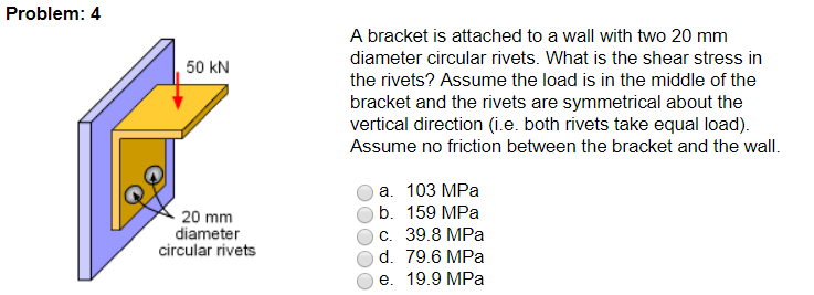 Solved Problem:4 A bracket is attached to a wall with two 20 | Chegg.com