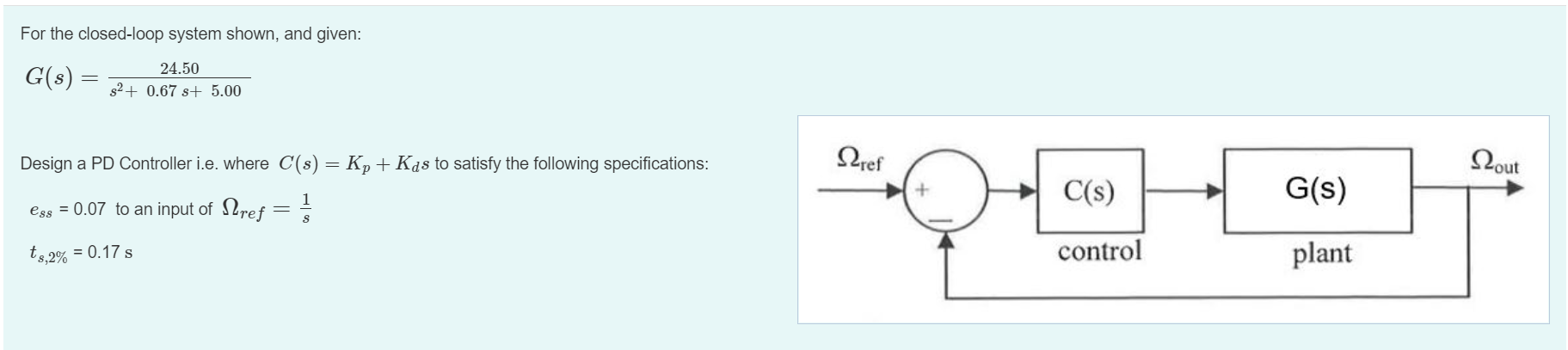 Solved For the closed-loop system shown, and given: G(s) = = | Chegg.com