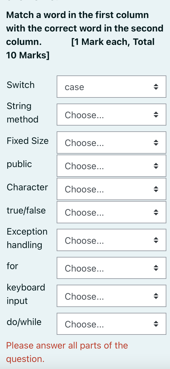 Match a word in the first column with the correct | Chegg.com