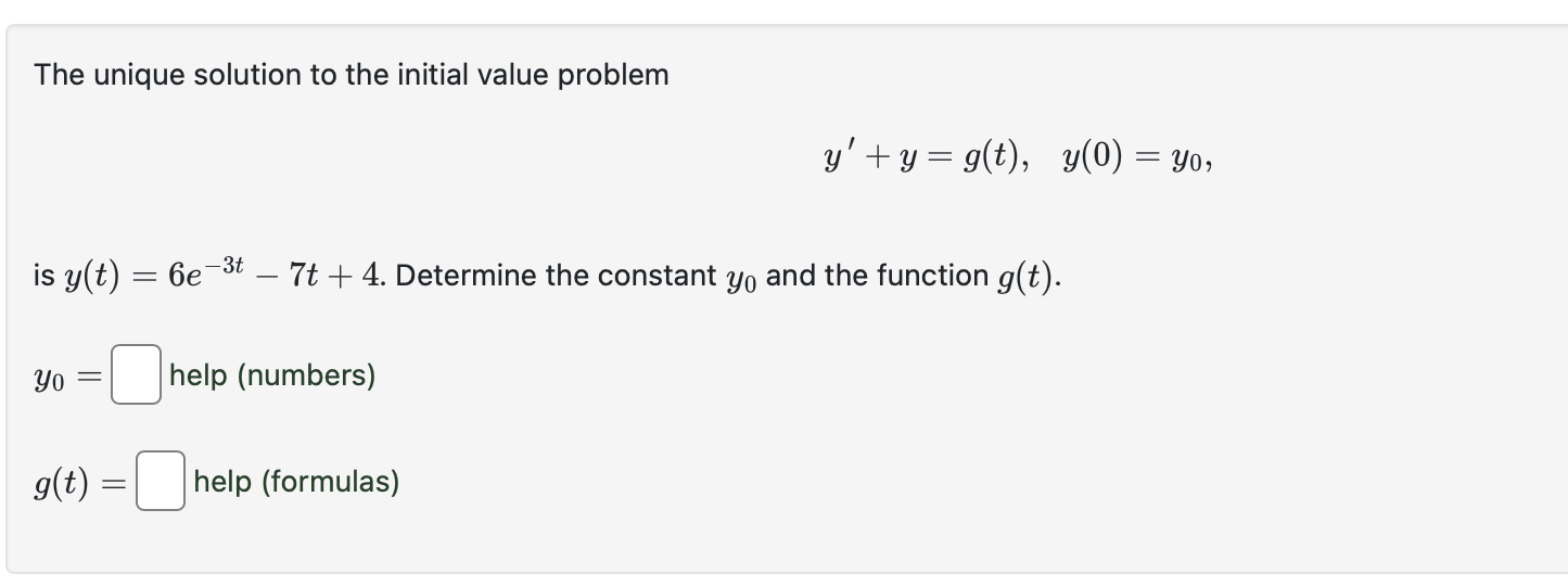 Solved The unique solution to the initial value problem | Chegg.com