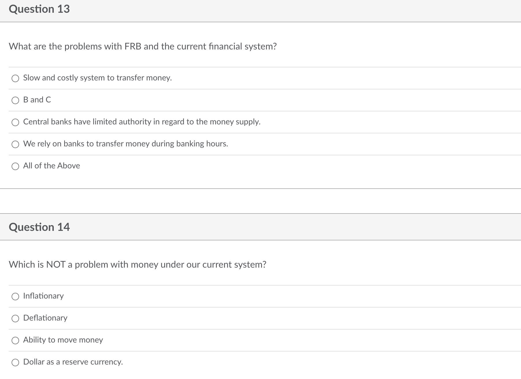Solved What are the problems with FRB and the current | Chegg.com