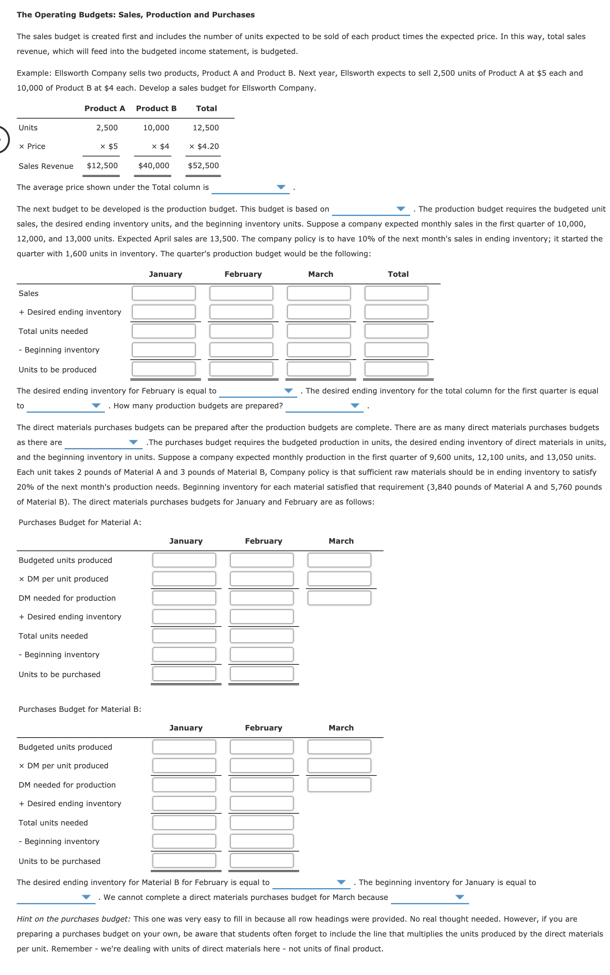 Solved Blueprint Problem Master Budget The Operating Budget Chegg