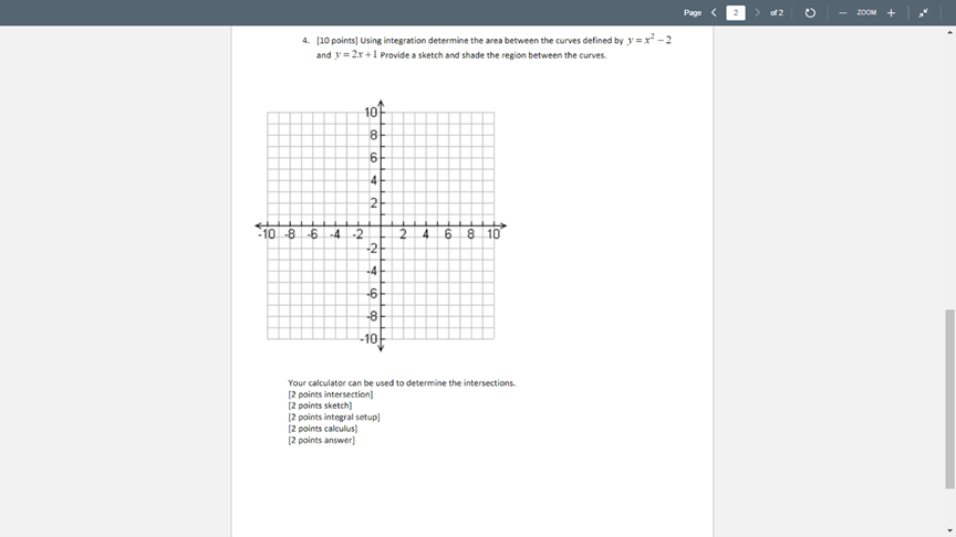 Solved 4. [10 points] Using integration determine the area | Chegg.com
