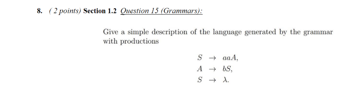 Solved ( 2 ﻿points) ﻿Section 1.2 ﻿Question | Chegg.com