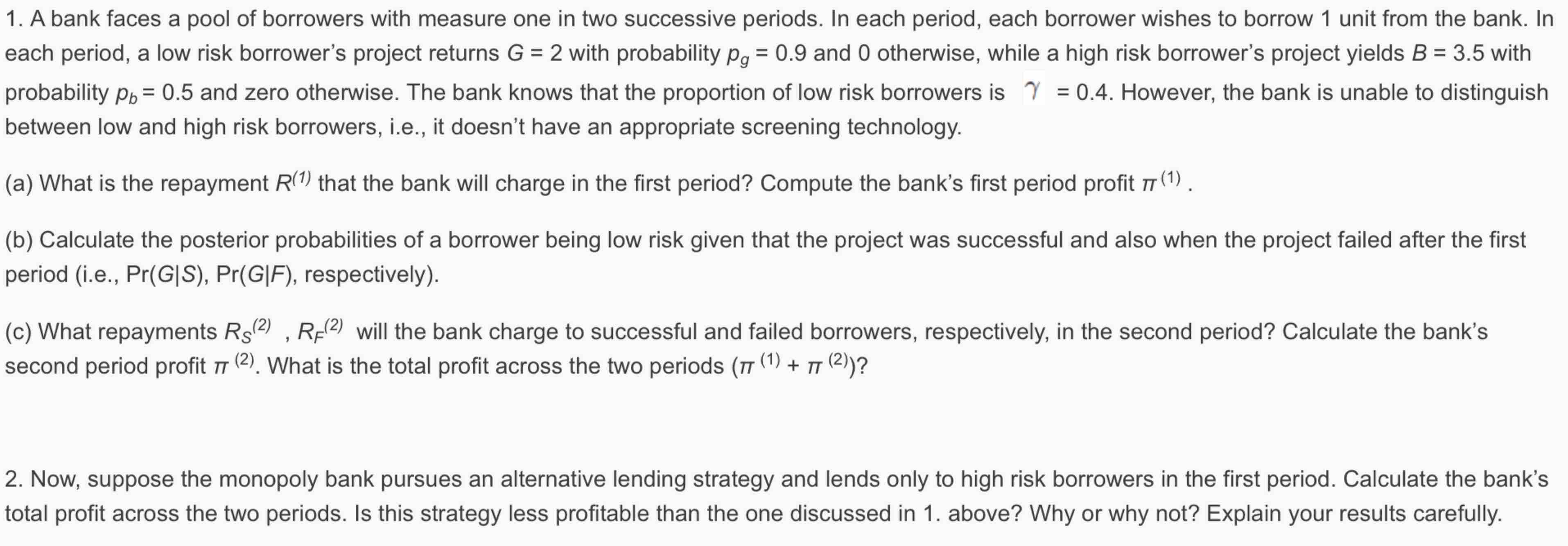 Solved Could you please answer only question 2.A bank faces | Chegg.com