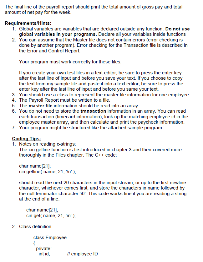 Solved Assignment 09 - Payroll Version 2.0 - Your program | Chegg.com