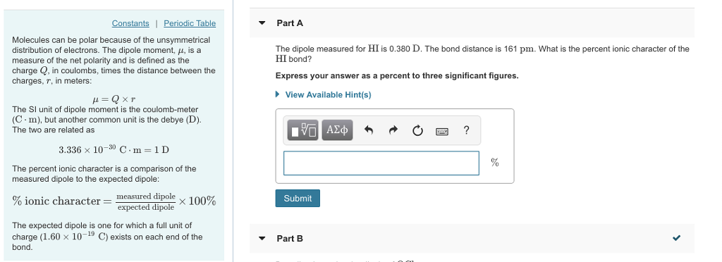 Solved Constants | Periodic Table Part A Molecules can be | Chegg.com