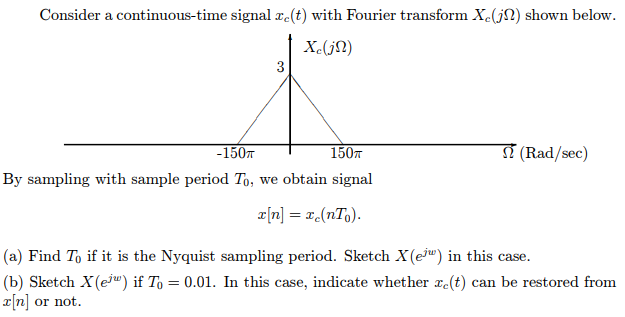 Solved Consider a continuous-time signal ze(t) with Fourier | Chegg.com