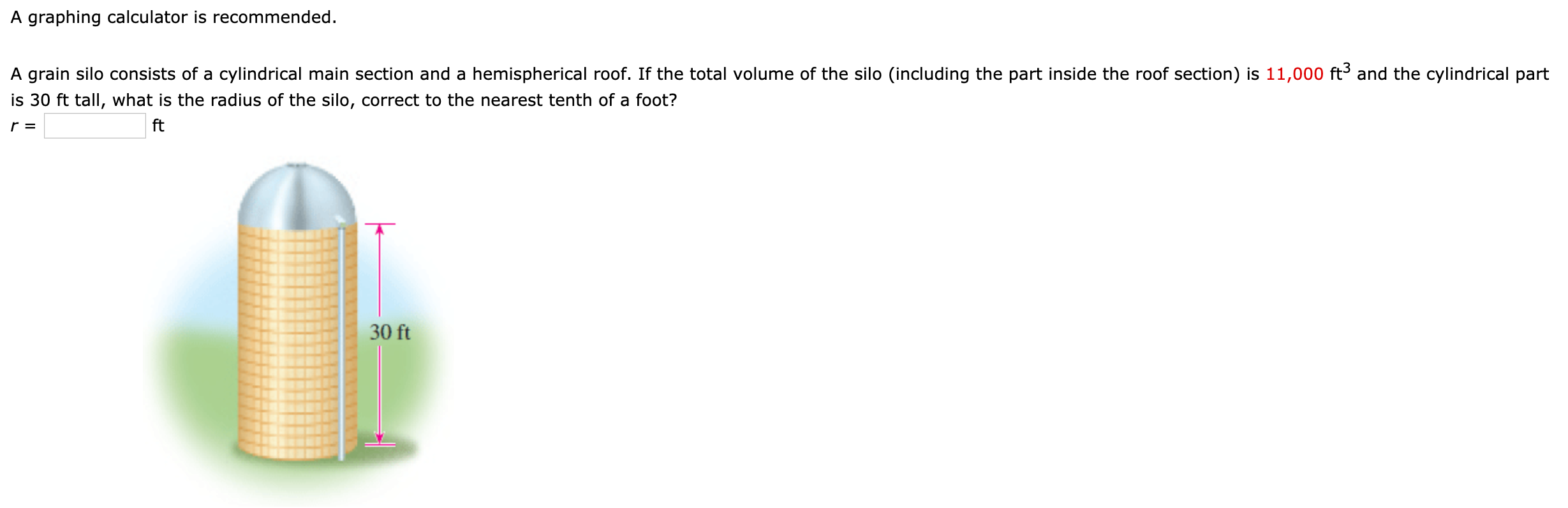 Solved A graphing calculator is recommended. A grain silo | Chegg.com