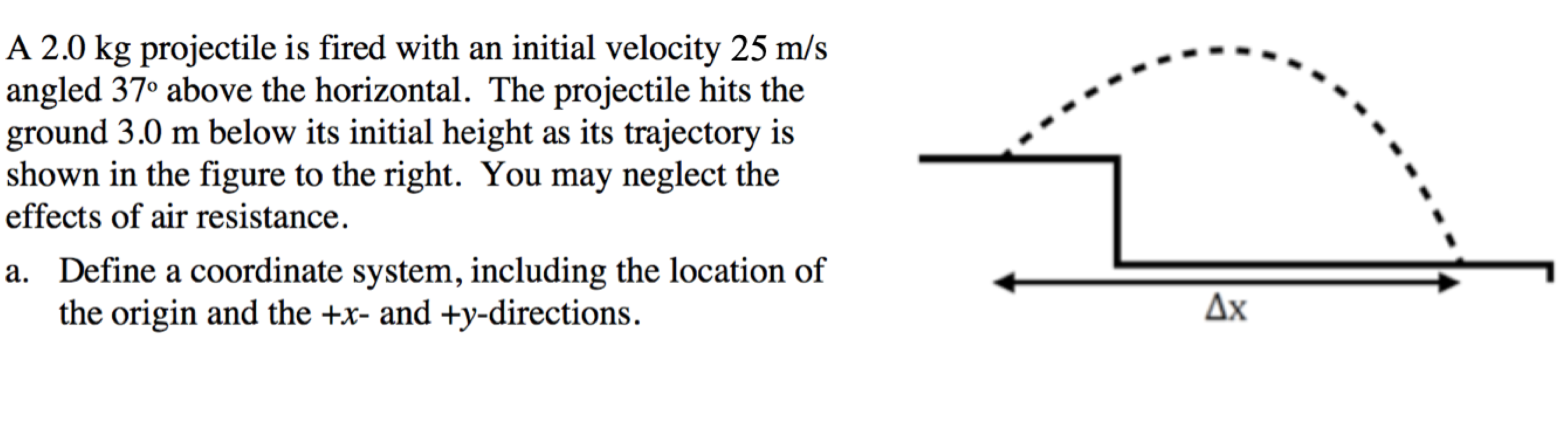 Solved A 2.0 kg projectile is fired with an initial velocity | Chegg.com