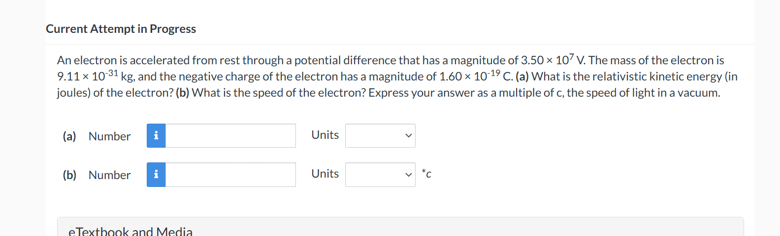 Solved Current Attempt in ﻿ProgressAn ﻿electron is | Chegg.com
