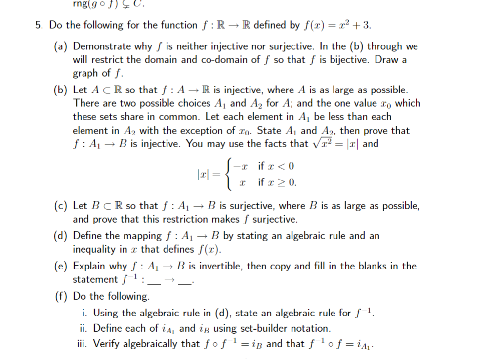 Solved 5. Do the following for the function f:R→R defined by | Chegg.com