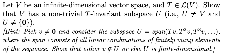 Solved Let V be an infinite-dimensional vector space, and | Chegg.com