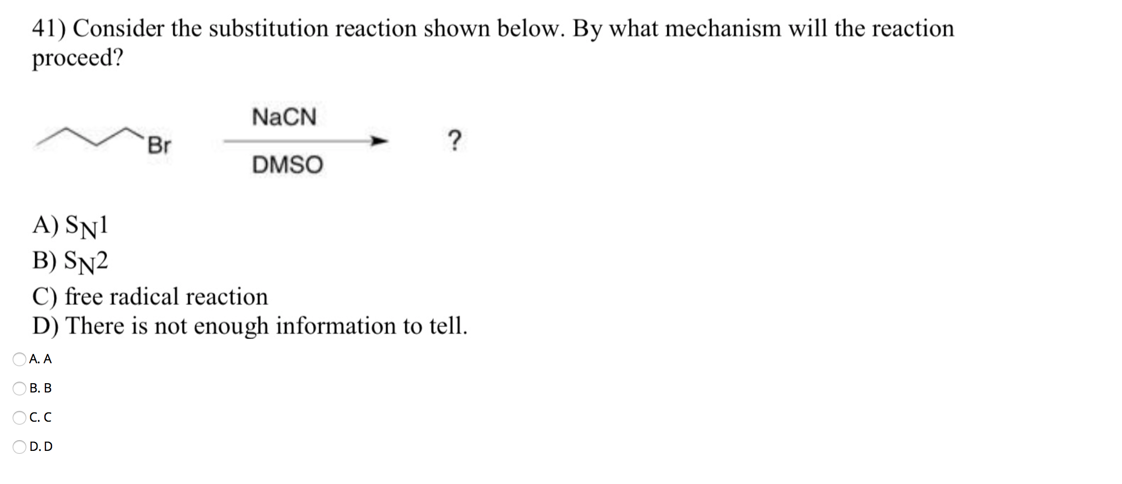 Solved 41) Consider the substitution reaction shown below. | Chegg.com