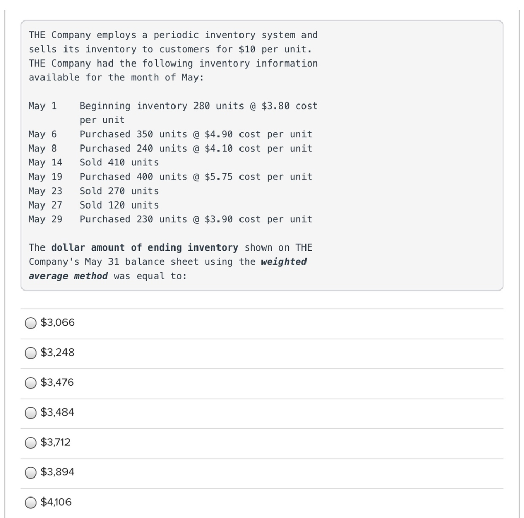 Solved THE Company employs a periodic inventory system and | Chegg.com