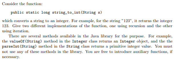 Consider the function: public static long | Chegg.com
