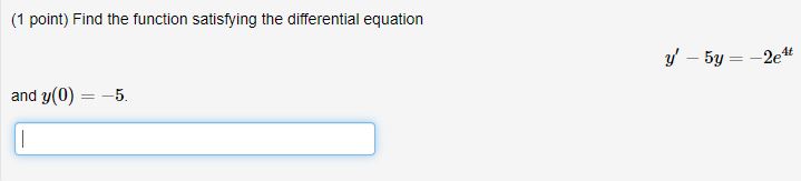 Solved (1 ﻿point) ﻿Find the function satisfying the | Chegg.com