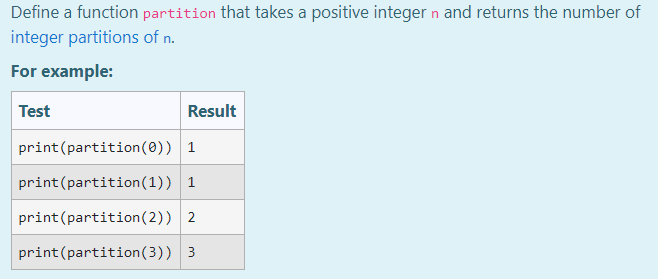 Solved Define a function partition that takes a positive | Chegg.com