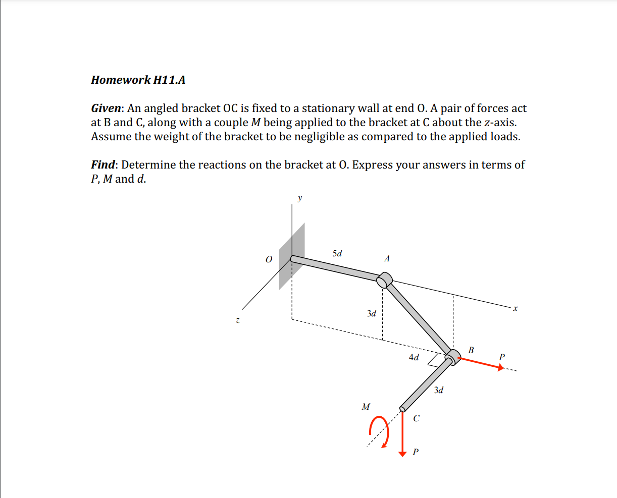 Solved Given: An angled bracket OC is fixed to a stationary | Chegg.com
