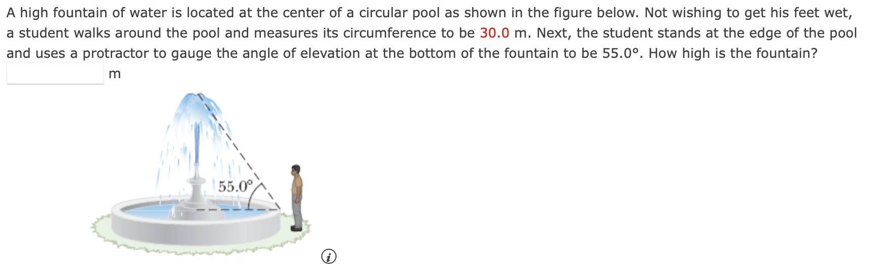 Solved A high fountain of water is located at the center of | Chegg.com