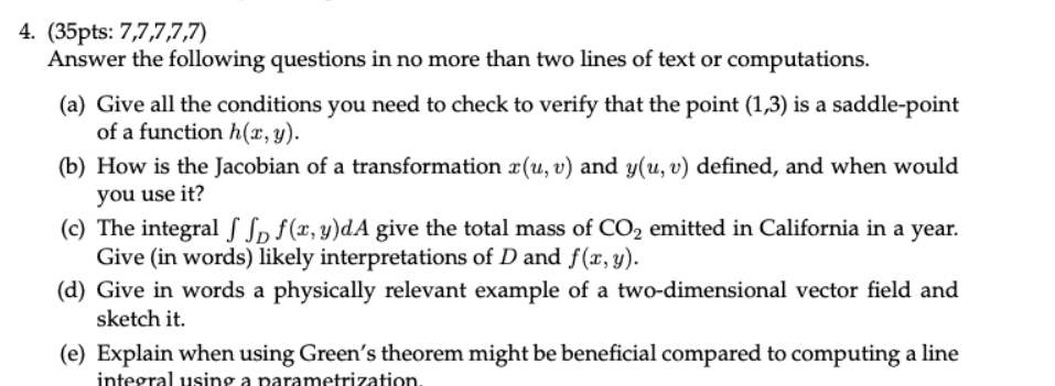 Solved 4. (35pts: 7,7,7,7,7) Answer the following questions | Chegg.com