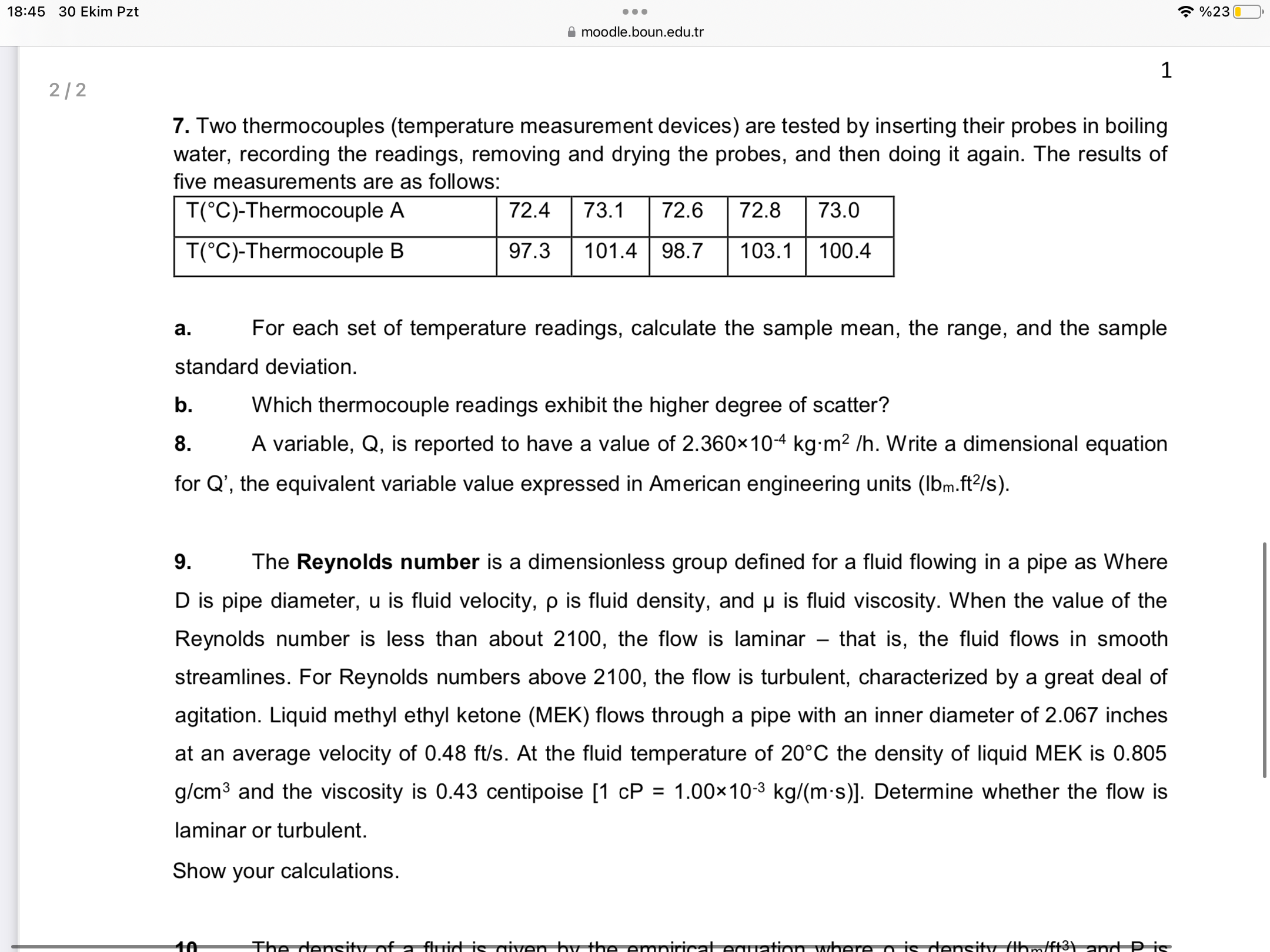 Solved 7. Two thermocouples (temperature measurement | Chegg.com